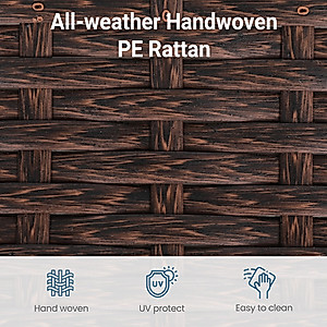 Wisteria Lane 6 Piece Outdoor Patio Furniture Sets, Outdoor Sectional Furniture with Tempered Glass Table and Cushion, Wicker Patio Conversation Sets for Garden Backyard, Grey