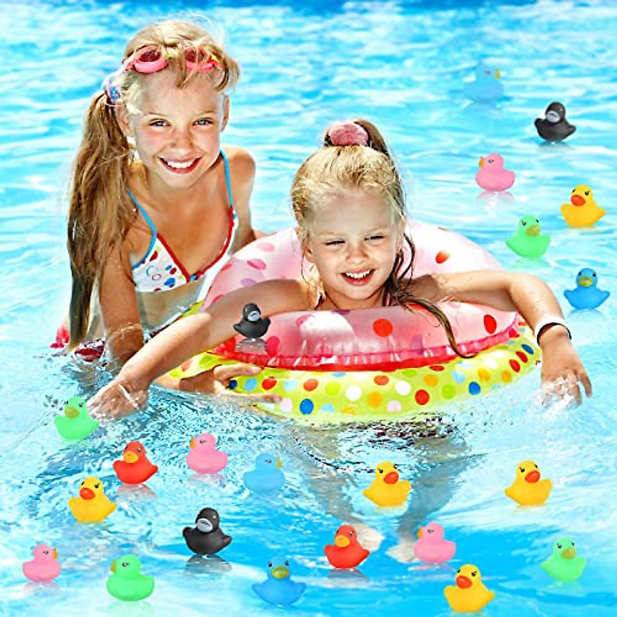 Zhanmai 300 Pcs Mini Rubber Ducks Set Bath Toy, Float Squeak Yellow Ducks in Bulk, Tiny Shower Rubber Ducks, Bathtub Toy Pool Toy for Party Supplies Shower Birthday (1.57 x 1.57 x 1.18 Inch)