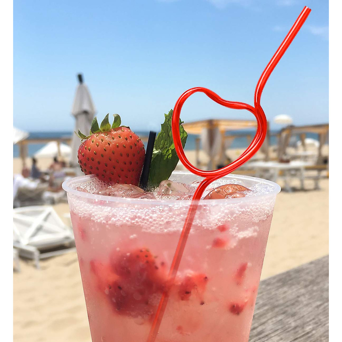 36PCS Heart Shaped Drinking Straws Krazy Loop - Valentines Day Party Supplies Decorations