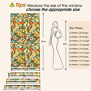 Coavas Window Privacy Film, Frosted Stained Glass Window Film Decorative Window Cling Privacy Film for Glass Windows, Bathroom Non Adhesive Window Tint for Home (Vinyl, 17.5" x 78.7 ")