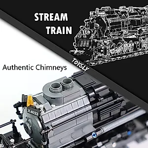 TOYSLY Badboy Steam Train Building Kit, Collectible Steam Locomotive Display Set, Large Train Set with Train Tracks, Top Present for Train Lovers (1608 PCS)