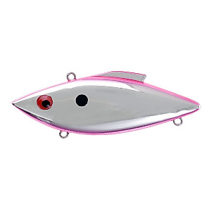 Bill Lewis Lures Lifelike Vibrations Rat-L-Trap Mini-Trap 1/2 OZ Lipless Crankbait Fishing Wobble Sinking Lure for Saltwater, Chrome/Pink B & B