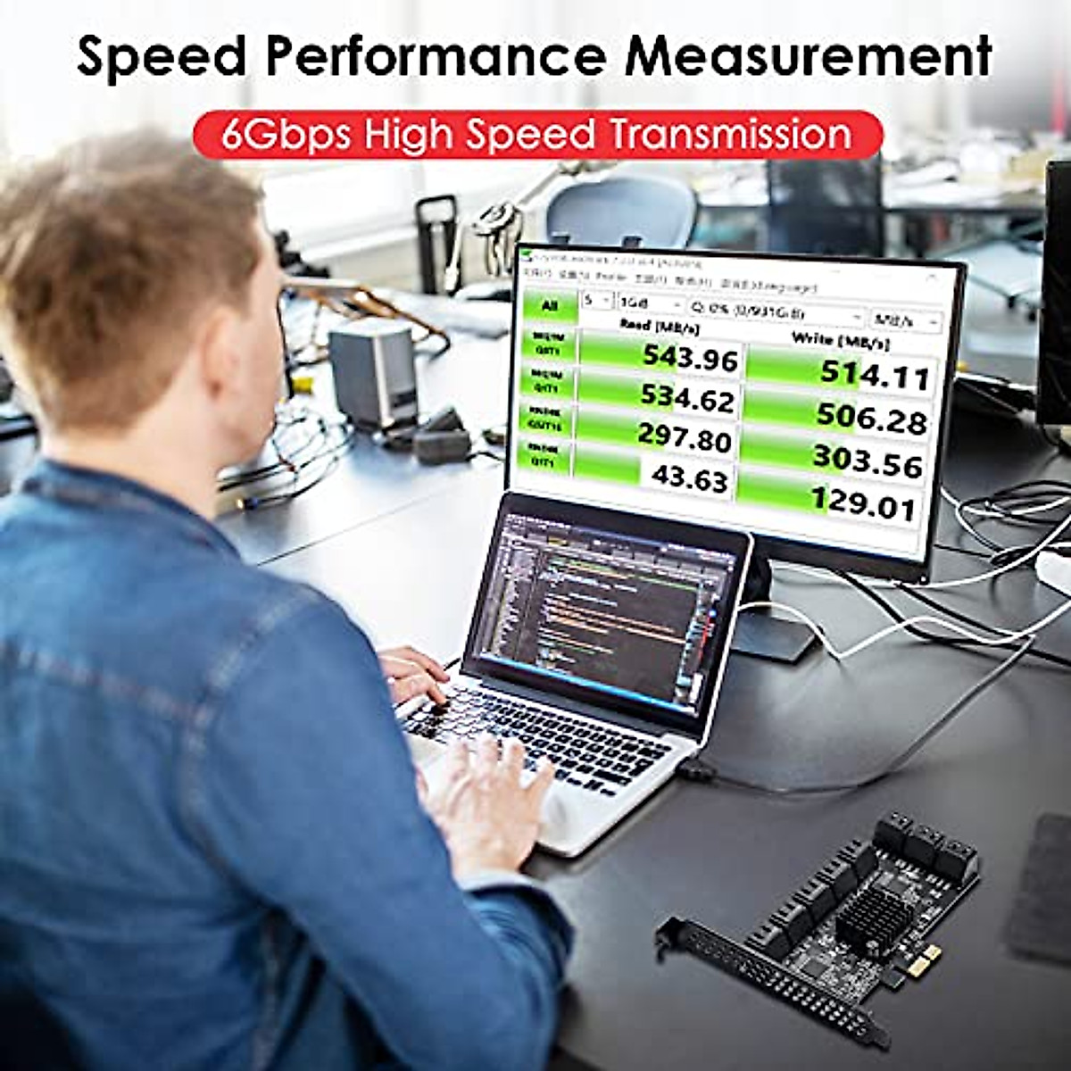 BEYIMEI PCIE SATA Card 16 Ports, 6 Gbit/s SATA 3.0 PCIe Card, PCIe to SATA Controller Expansion Card, Boot as System Hard Drive, Suitable for All PCIE Slots (JMB575 + ASM1064)