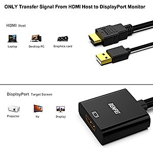 HDMI to DisplayPort, BENFEI HDMI to DisplayPort Adapter Resolution Up to 4K@60Hz Compatible with Laptop, Xbox 360 One, PS4 PS3 HDMI Device - HDMI Input to DisplayPort Output