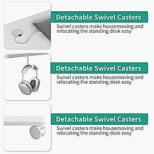 EleTab Standing Desk, 40 x 24 Inch Electric Stand up Height Adjustable Home Office Table, Sit Stand Desk with Splice Board, White Frame & White Desktop
