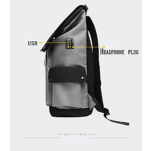 MOUNSHET NASA backpack logo astronaut USB charging multifunctional leisure bag unisex travel bag large capacity laptop bag (B,18.5X11.8X5.1in)