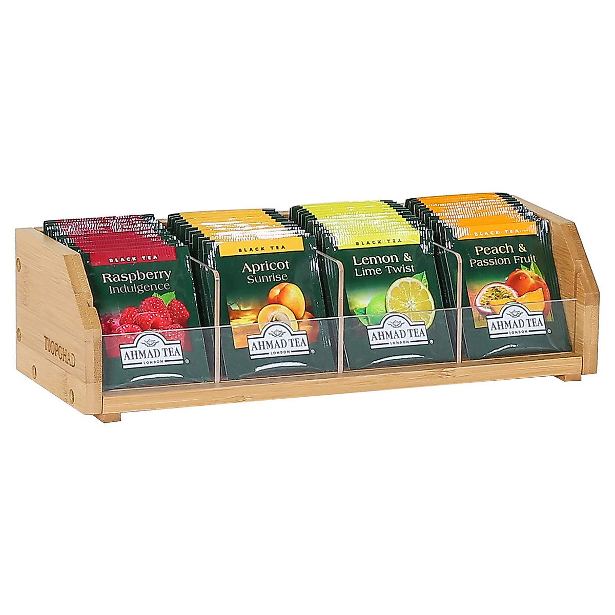 TIOPGHAD 𝑺𝒎𝒂𝒍𝒍 𝑩𝒂𝒎𝒃𝒐 Tea Bag holder, Wood countertop tea organizer basket Storage Box tea packets organizer tea packets Caddy Rack Tea Bags Containers for Drawers Kitchen Cabinet Office