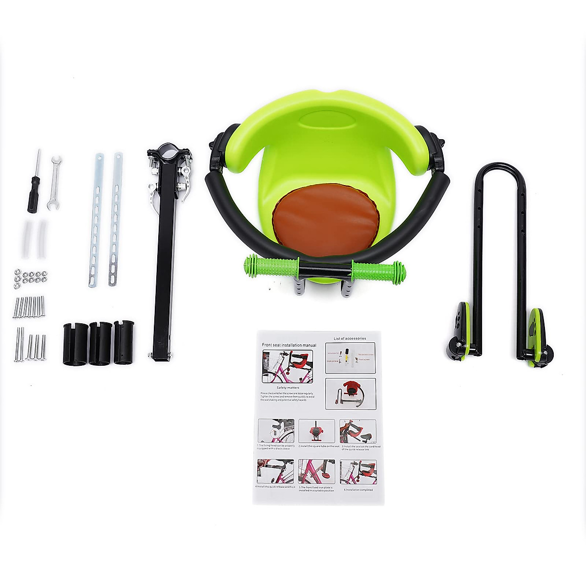 TFCFL Front Child Bike Seat Baby Chair with Nonslip Handrails, Full Fence Front Mount Baby Carrier Seat Bike Carrier Bicycle Seat for Kids Child Children Infant Toddler Max 30kg (A)