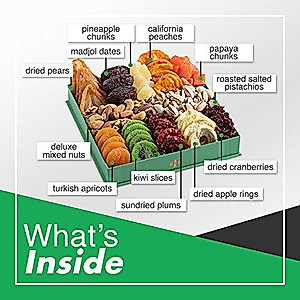 Holiday Dried Fruit & Nuts Gift Basket - Fresh Dried Fruit & Nuts Gift Basket - Fantastic Food Gift Basket for Birthday, Men, Women, Family, Adults, Christmas, Fathers Day, Mothers Day