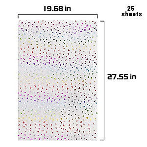 MR FIVE 25 Sheets Rainbow Tissue Paper Bulk,20" x 28",Glitter Tissue Paper for Gift Bags,Rainbow Sparkle on White Tissue Paper,Gift Wrapping Tissue Paper for Graduation,weddings,Birthday,Holiday Party