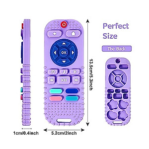 Hooku 2 Pack Remote Teether for Baby, Silicone Teethers for Babies 6-12 Months, Baby Teething Toys for Babies 0-6 Months, Sensory Toys for Babies, Toddler Infant Newborn Toys Baby Girl Boy Gifts