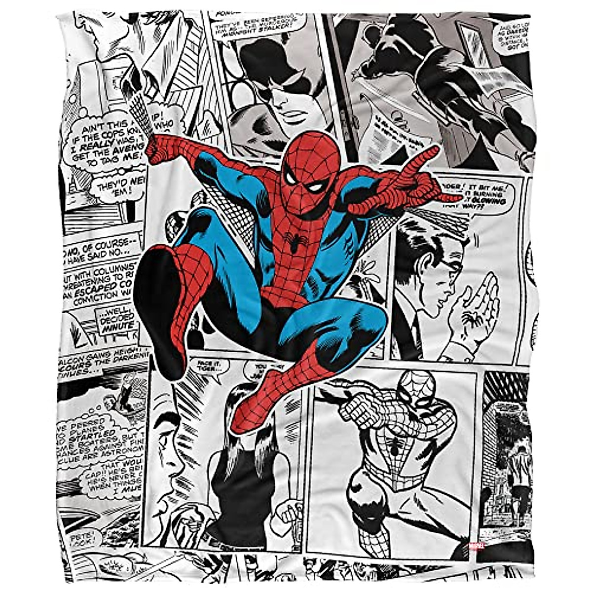 Marvel Spider-Man Retro Comic Collage Silky Touch Super Soft Throw Blanket 50" x 60"