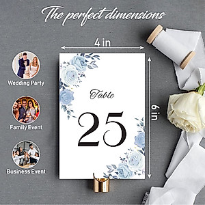 30 pc Table Numbers, Wedding Table Numbers, Table Number Cards with Blue Floral Border Print, Black Table Numbers for Wedding Reception 1-30, 4x6 Inches Table Numbers for Wedding
