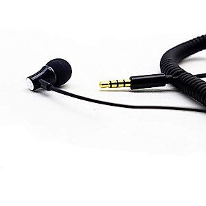 LINHUIPAD k8 Single Side Earphone in-Ear Stereo to Mono Earbud Headphones,3.5mm Plug Metal Noise Isolating Earplugs with mic,Spring Coil Reinforced Cord