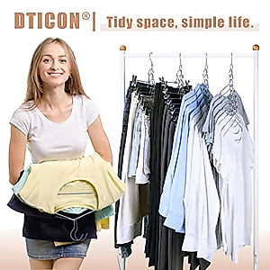 DTICON Hangers Space Saving, Metal Chain Clothes Hanger Organizer with 8 Slots, Magic Foldable Multiple Hangers in One, Collapsible Vertical Space Saver Hangers for Closet Organizer (Pack of 6)