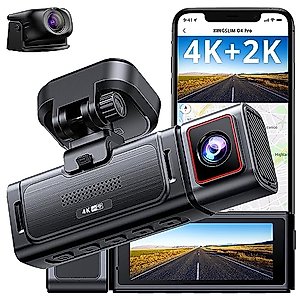 Kingslim D4PRO Dash Cam Front and Rear - 4K + 2K Dual Car Dashcam with WiFi GPS Dash Camera, Optional Inside Recording, Voice Control, Type C, Support 256GB Max
