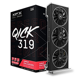 XFX Speedster QICK319 AMD Radeon RX 6700 XT Black Gaming Graphics Card with 12GB GDDR6 HDMI 3xDP, AMD RDNA 2 RX-67XTYPBDP