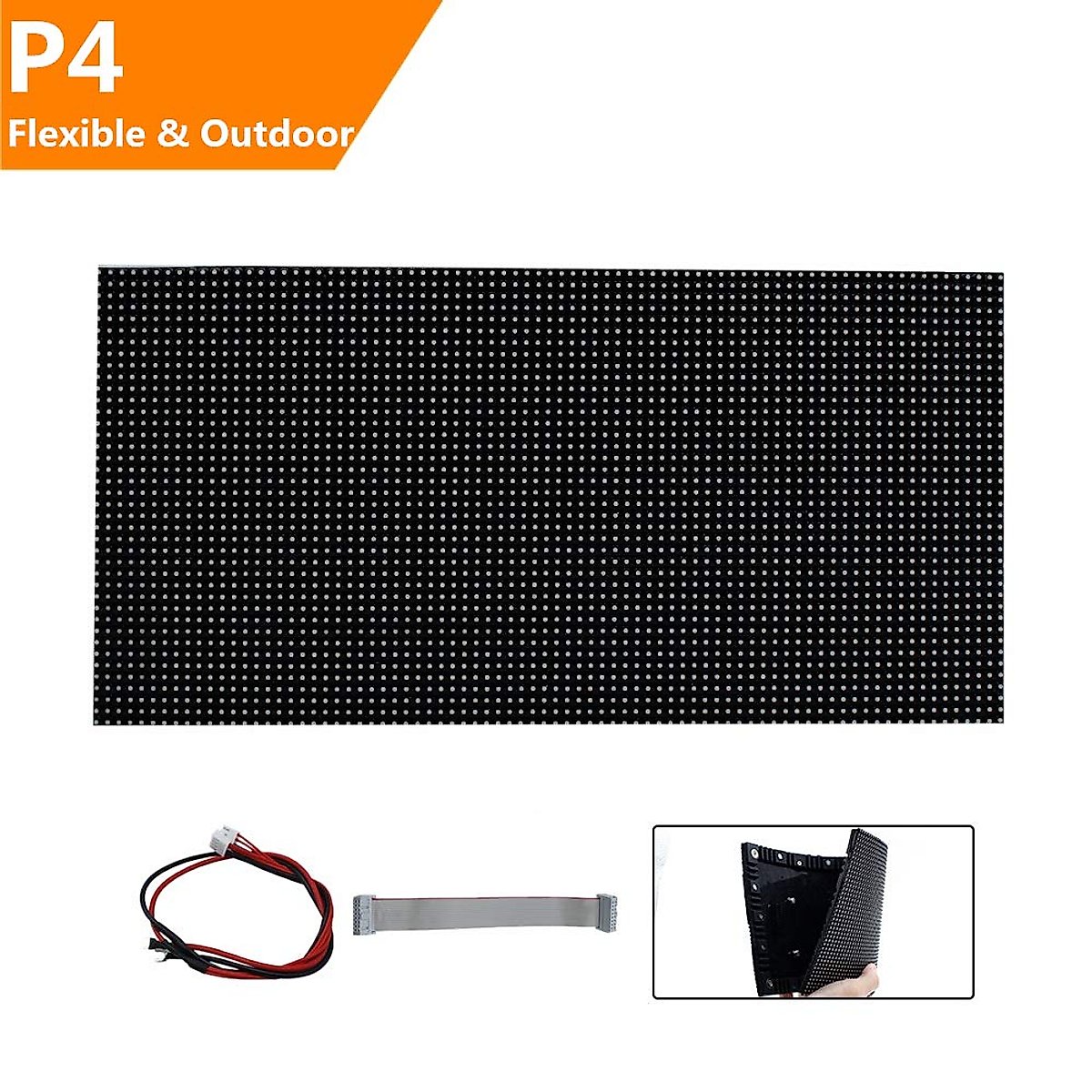 P4 Waterproof Flexible LED Matrix Panel, LED Display Module for RGB Full Color LED Display Screen, 256x128mm, 1/16 Scan, Total 2048 Dots, Perfect Solution for Outdoor Advertising Use