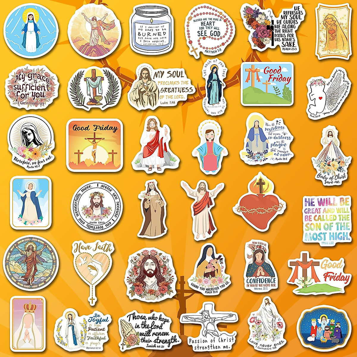 WAKEMOODEI Catholic Stickers 400PCS Religious Stickers for Kids, Bible Verse Stickers for Journaling Women Catholic Jesus Stickers for Water Bottles Laptop Catholic Gifts