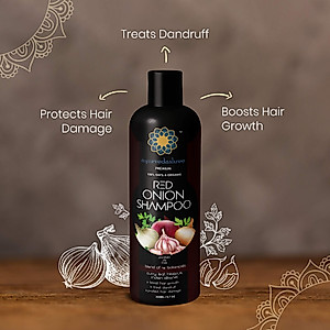 AYURVEDASHREE Red Onion Hair Growth & Hair Fall Control Shampoo – With Curry Leaf, Hibiscus, Indian Alanket, Blend of 14 Botanicals 200ML - SLS and Paraben Free - 100% Safe & Premium- All Hair Type
