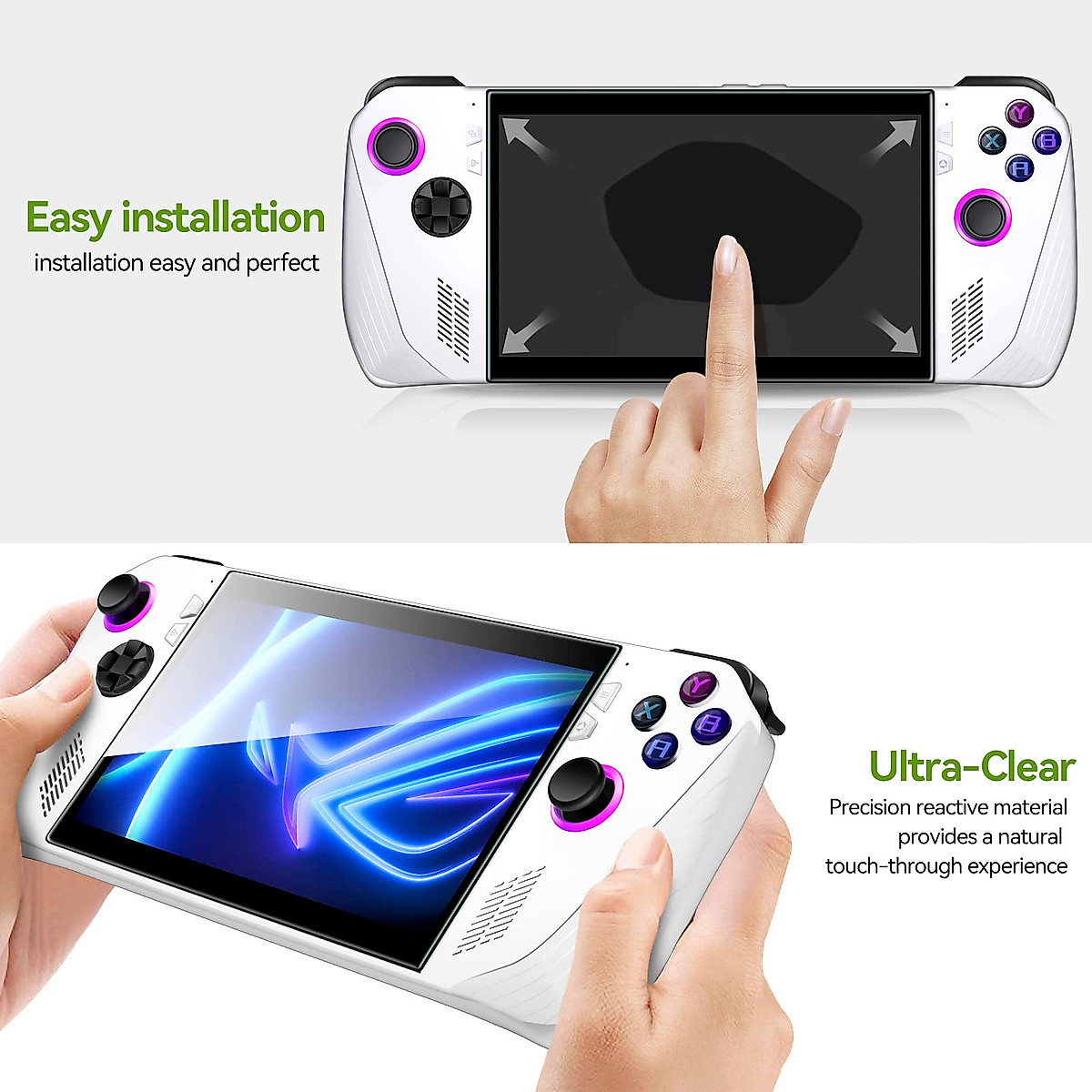 ivoler 3-Pack Tempered Glass Screen Protector for ASUS ROG Ally/ASUS ROG Ally X 7'' 2024/ MSI Claw A1M 2024 Gaming Handheld 7 inch 2023, Transparent HD Clear Screen Protector Bubble Free