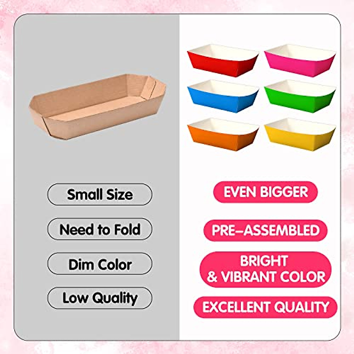 PerKoop 240 Pcs Colorful Food Trays Bulk Rainbow Paper Food Boats Disposable Food Serving Holder Trays Hamburgers Hot Dog Dessert Paper Plates Bowls for Carnival Neon Glow Birthday Party Supplies