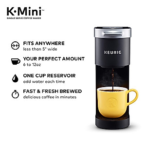 Keurig K-Mini Single Serve Coffee Maker, Black & Brewer Maintenance Kit, Includes Descaling Solution, Water Filter Cartridges & Rinse Pods, 14 count