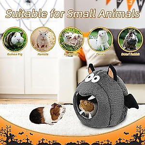 YUEPET Guinea Pig Bed Small Animal Hideout, Warm Cozy Halloween Monster Guinea Pig Hides for Guinea Pig Dwarf Rabbit Ferret Hamster Chinchilla Hedgehog