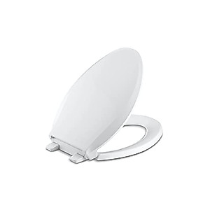 KOHLER K-4636-0 Cachet Elongated, Grip-Tight Bumpers, Quiet-Close Release Hinges, Quick-Attach Hardware, No Slam Toilet Seat, White