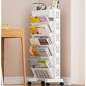 APBATS 6 Tier Book Rack Storage Bookshelf, Removable Movable Unique Bookcase, Utility Organizer White Bookshelves for Kids Children Students Study in Bedroom Living Room Home School