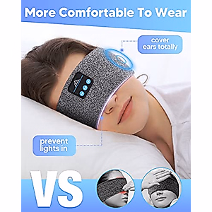 Sleep Headphones Elastic Sleeping Headband 10Hrs Bluetooth Music Eye Mask with Soft Cozy Earbuds Comfortable Earphones for Side Sleepers(Elastic One Size Fits Most)