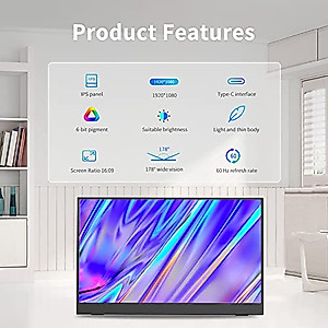 JOHNKANG Portable Monitor 15.6 Inch FHD 1080P USB-C HDMI Second Screen IPS HDR Second External Monitor for Laptop PC Phone Xbox PS4 Switch,Built-in Speaker/Smart Cover Included