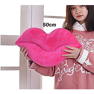 unlockgift Red Velvet Lip Shaped Pillow Hot Pink Pillows Love Cushion Funky Throw Pillow Bed Living Room Decorative Pillows (hot Pink Lip, 50 cm)
