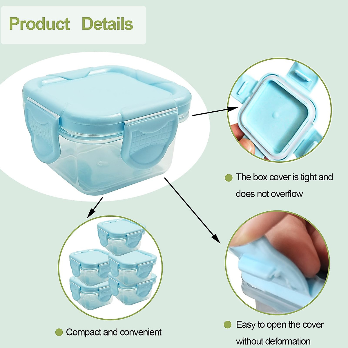 Wensdr 2oz Reusable Plastic Salad Dressing Container to go Set of 4,Small Sauce Cups with Sealing Lids Leak-proof Food Container for Lunch Box