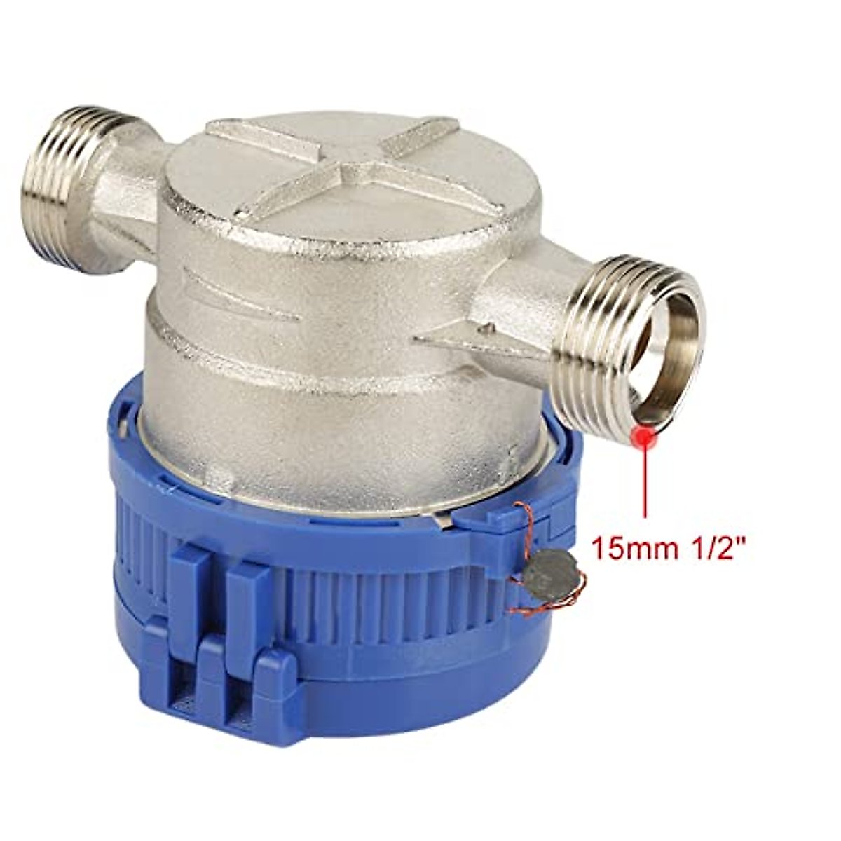 Oumefar 15mm 0.5 inch Water Flow Meter Cold Water Meter Arbitrary Rotation Function with Fittings for Garden and Home Usage