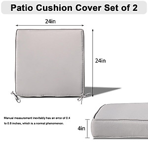 FKSLIFE Outdoor Chair Cushions Set of 2,Patio Chair Cushion Waterproof Outdoor Seat Cushions for Outdoor Furniture Outdoor Seat Cushions with Adjustable Straps (24 * 24 Inches, Light Gray)