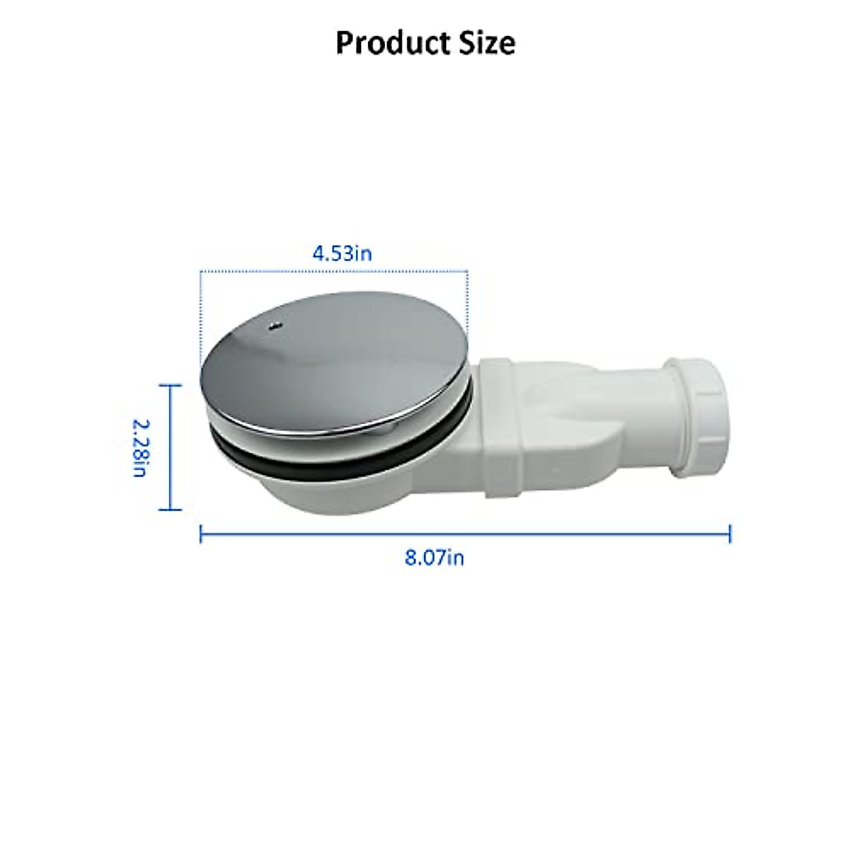 Low Profile Shower Drain Chrome Plated ABS Shower Tray Siphon Slim Drain 90mm 32 L/min Water Flow, Low Profile p Trap Side Drain