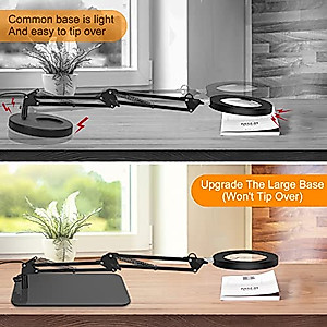 Magnifying Glass with Light and Stand, EOOKU 2-in-1 Magnifying Lamp & Clamp, 5X & 10X Magnifier 3 Color Modes Stepless Dimmable, Adjustable Swing Arm for Repair Crafts Soldering