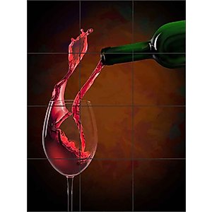 Artwork On Tile Ceramic Mural Backsplash The Pour by David Miller - Kitchen Wine Cellar Wall (24" x 32" - 8" Tiles)