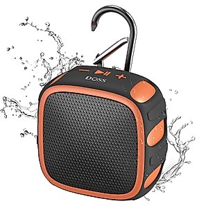 DOSS Waterproof Bluetooth Speaker: Bluetooth 5.0 Dual Pairing Loud Wireless Mini Speaker, 22H Playtime, IP67 Waterproof and Dustproof, Portable Outdoor Speaker for Camping, Hiking, Backpack, Shower