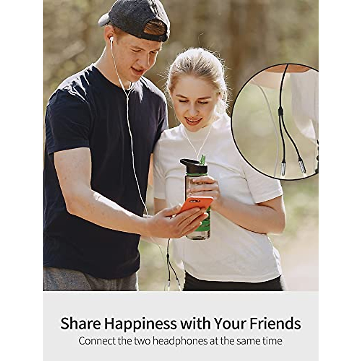 VIOY Headphone Splitter, 3.5mm Stereo Audio Y Splitter Cable Male to Female Dual Headphone Jack Extender for iPhone, Samsung, Tablet, Laptop, Speaker, MacBook (20cm)