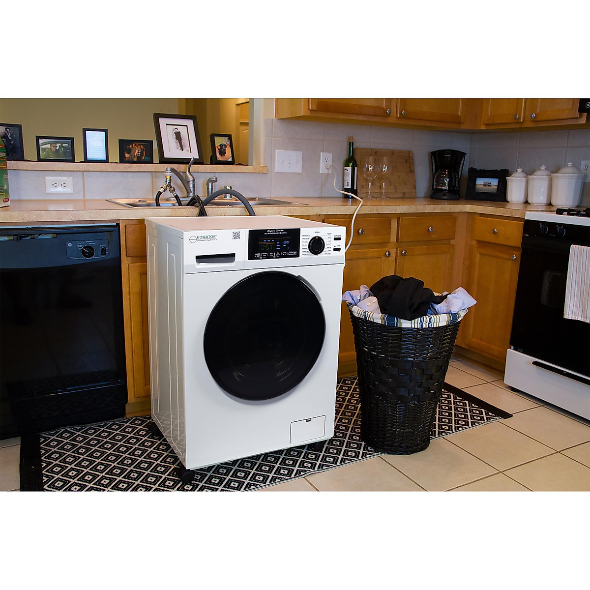 Equator All-in-One Washer Dryer VENTLESS/VENTED PET cycle 1.62cf/15lbs+Portability Kit in White (WHITE)