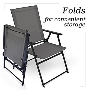 Virvla 7 Pieces Folding Patio Dining Set Outdoor Furniture with 6 Patio Folding Chairs and Rectangular Table for Yard, Garden, Porch and Poolside - Grey