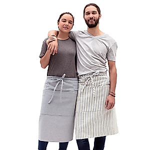 MEEMA Aprons with Pockets | Upcycled Cotton and Denim | Barista or Chef Unisex Apron| Durable Fabric, One Size Fits All