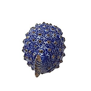 8" Puffer Fish Sculpture - Ceramic Blue Fish Figurine - Ocean Beach Theme - Contemporary Coastal Decorative Accent Statue for Home or Office Decor