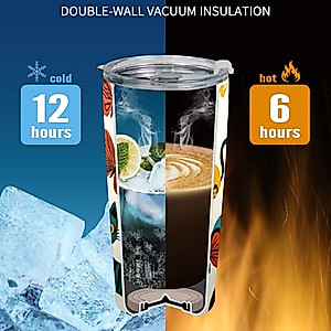 QWEUIOP 20oz Insulated Travel Coffee Mug Cute Cartoon Cats Stainless Steel Tumbler with Lid Double Wall Vacuum Coffee Cup For Hot and Cold Drinks14079