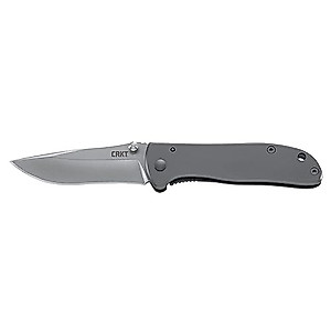 CRKT Drifter EDC Folding Pocket Knife: Everyday Carry, Gray Ti Nitride Blade, Thumb Stud Opening, Stainless Steel Handle, Pocket Clip 6450S