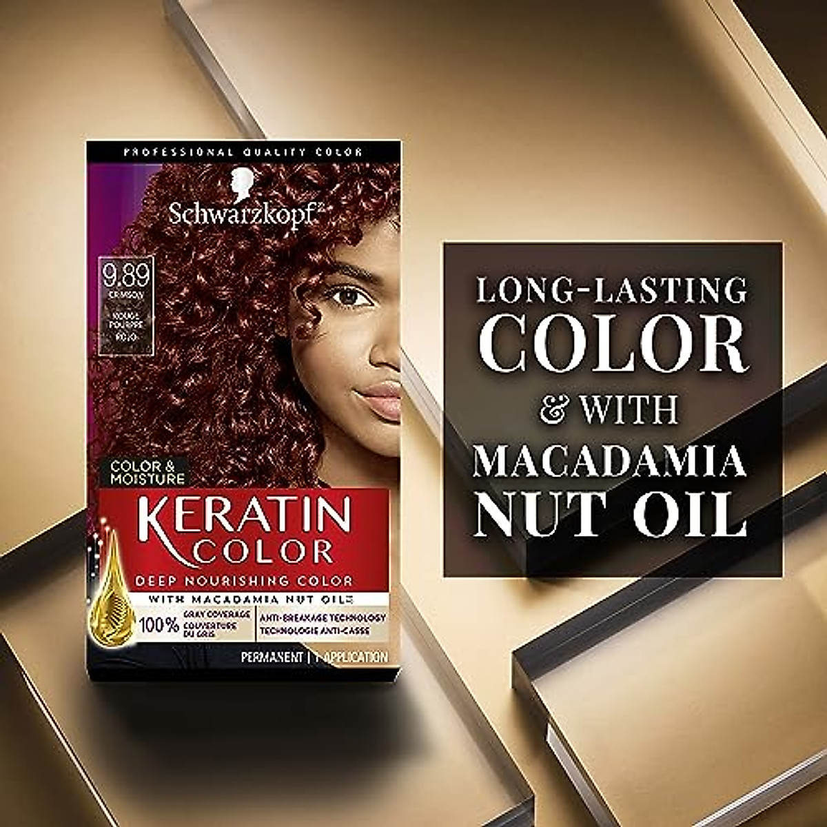 Schwarzkopf Keratin Color, Color & Moisture Permanent Hair Color Cream, 9.89 Crimson