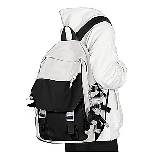 coowoz School Bag Lightweight Casual Daypack College Laptop Backpack for Men Women Water Resistant Travel Rucksack for Sports High School Middle Bookbag for girls(Black white)