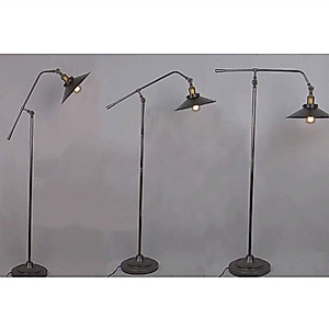 Reading Lights Floor Standing Floor Lamp Retro Industrial Style Wrought Iron Long Arm Long Pole Fishing Rocker Arm Used in Loft Living Room Bedside Bedroom Rustic Lamp (Color : Brown)